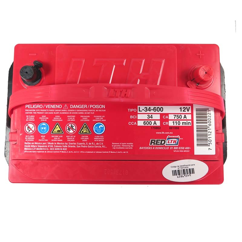 Batería para auto marca LTH 12V Modelo L-34-600